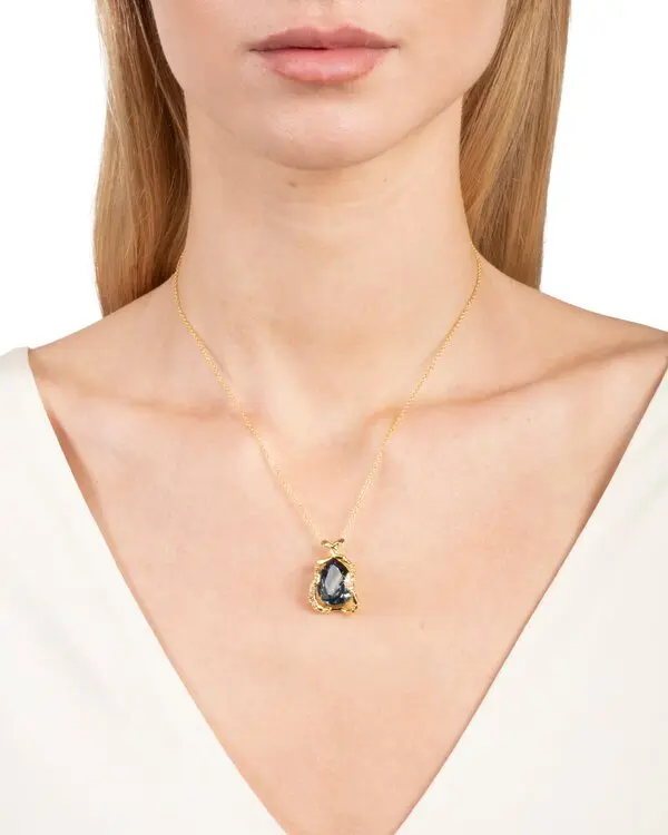 Alexis Bittar Liquid Vine Crystal Pendant Necklace - Sky