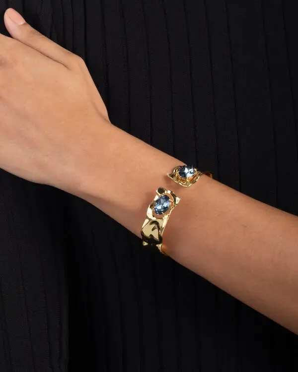 Alexis Bittar Mirrored Crystal Hinge Cuff Bracelet - Sky