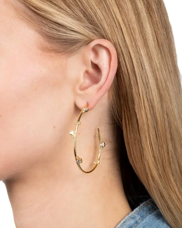 Alexis Bittar Jagged Crystal Studded Hoop Earrings - Gold