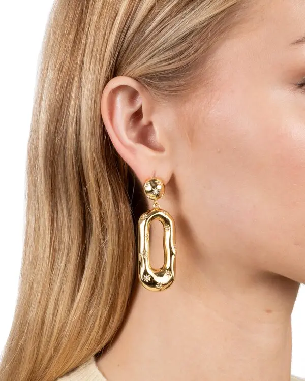 Alexis Bittar Starburst Crystal Link Post Earrings - Gold