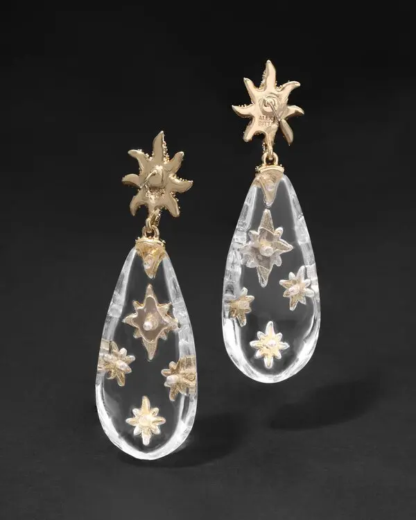 Alexis Bittar Liquid Lucite Starburst Teardrop Earrings - Clear
