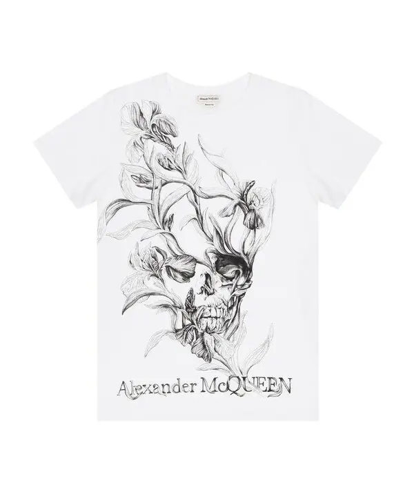 Alexander McQueen Skull And Floral Print Crewneck T-shirt - White