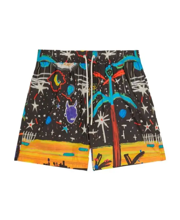 Palm Angels Starry Night Drawstring Swim Shorts - Black