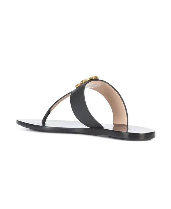 Gucci Double G Leather Thong Sandals