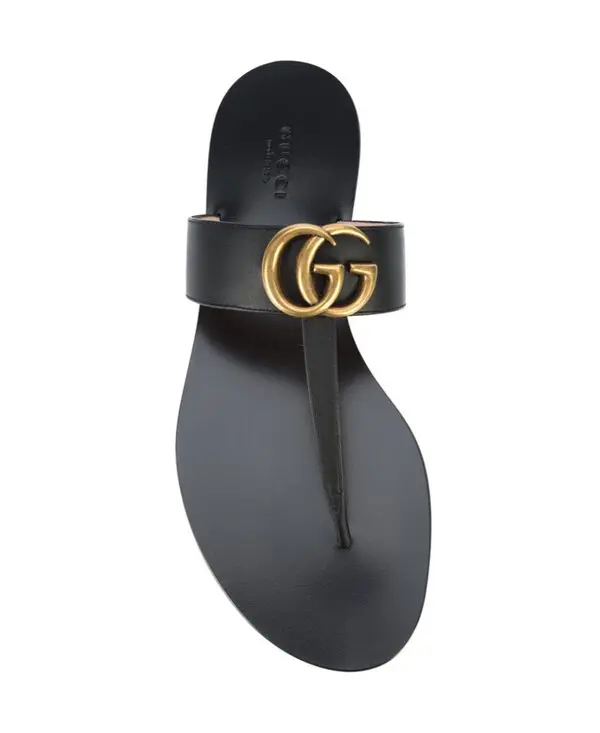 Gucci Double G Leather Thong Sandals