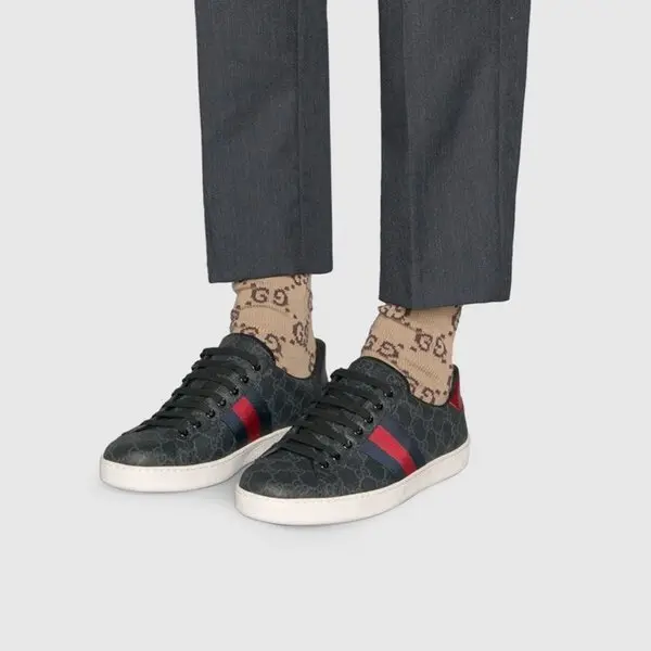 Gucci Ace Gg Supreme Sneaker With Ayers Snake Heel