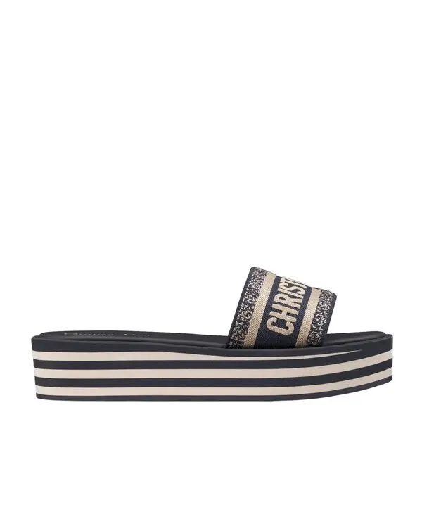 Dior Dway Platform Slide Sandals - Dark Blue