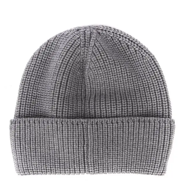 Canada Goose Ribbed Knit Beanie With Logo Patch - Grey