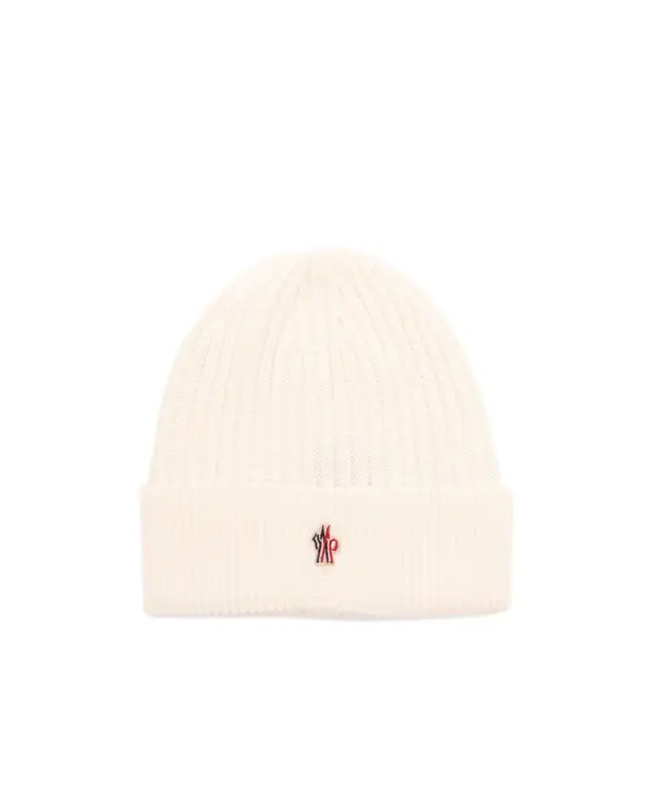 Moncler Logo Embroidered Beanie - White
