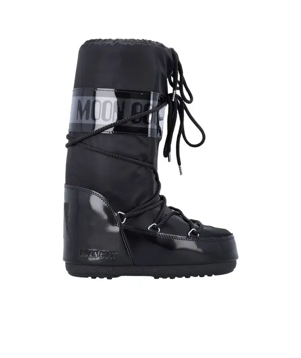 Moon Boot Icon Glance Satin Lace-up Snow Boots - Black