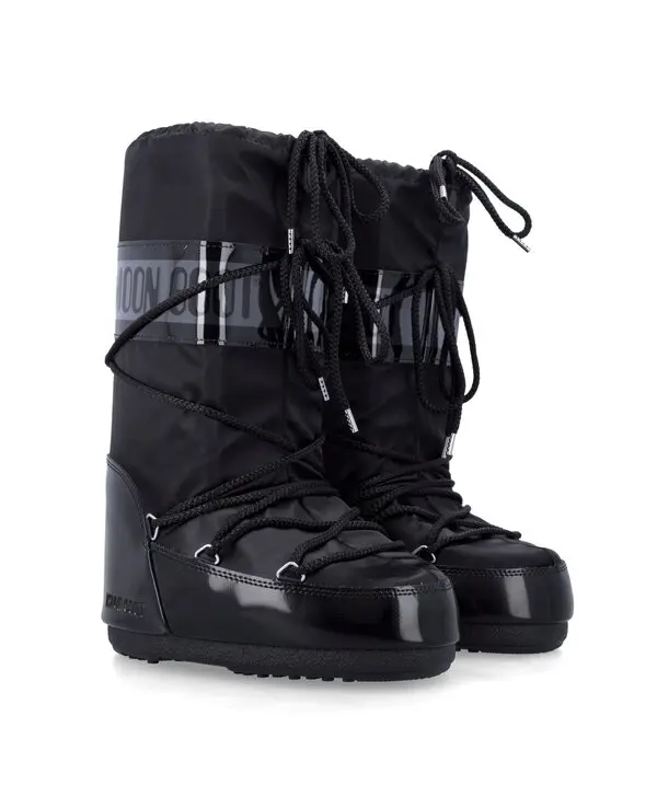 Moon Boot Icon Glance Satin Lace-up Snow Boots - Black