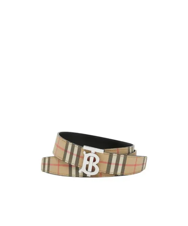 Burberry Logo Buckle Vintage Check Belt - Nude