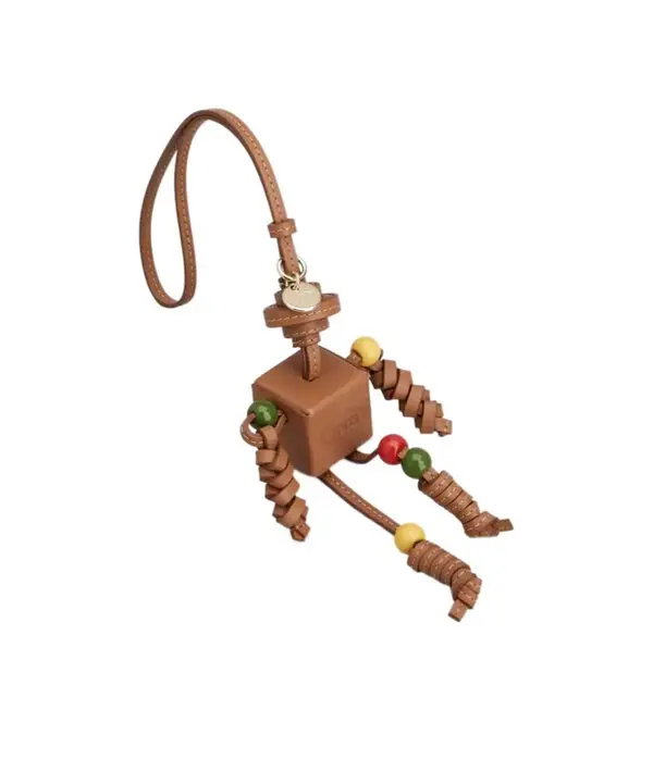 TOD'S Calfskin Beaded Bag Charm - Brown