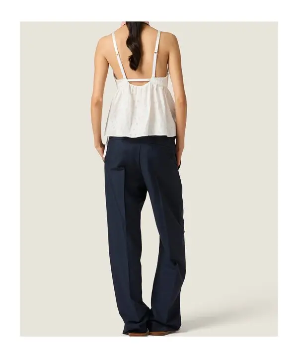 Miu Miu Slubbed Eyelet Poplin Top