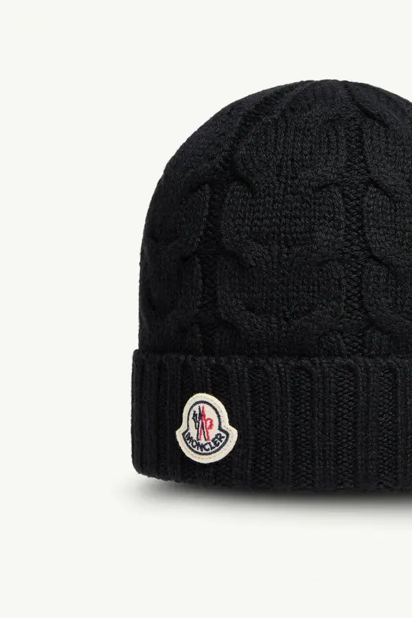 Moncler Cable Knit Wool Beanie