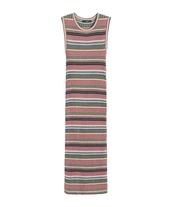 Max Mara Viscose Fiber Striped Midi Dress