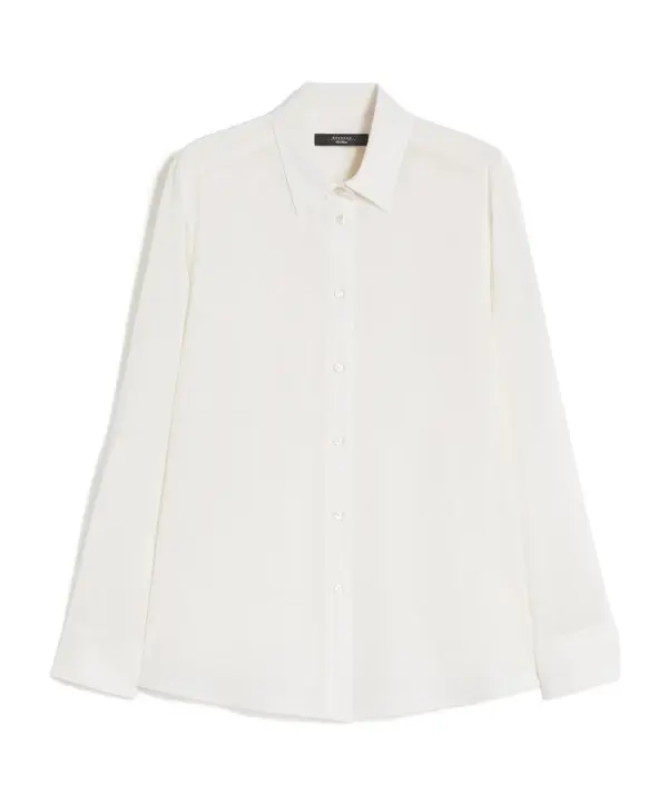 Max Mara Long Sleeve Shirt With Classic Collar - Ivory