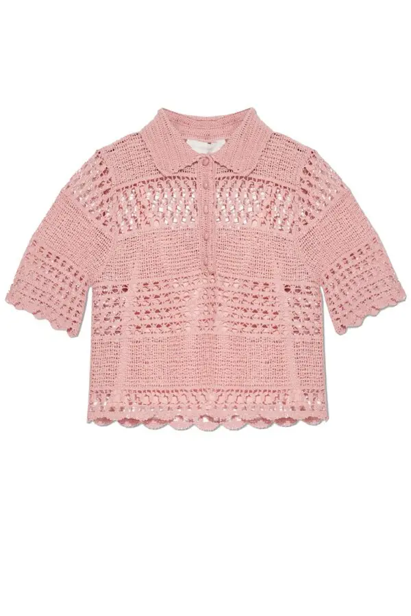 Zimmermann Wanderlust Sun Short Sleeve Crochet Top