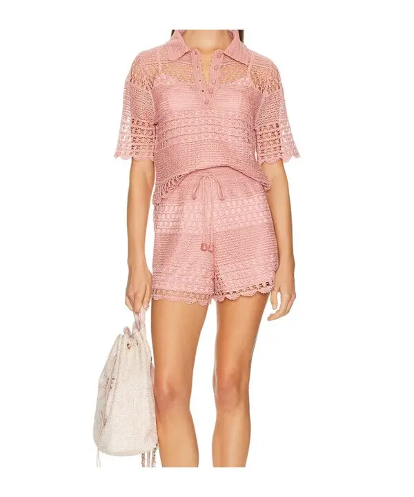 Zimmermann Wanderlust Sun Short Sleeve Crochet Top