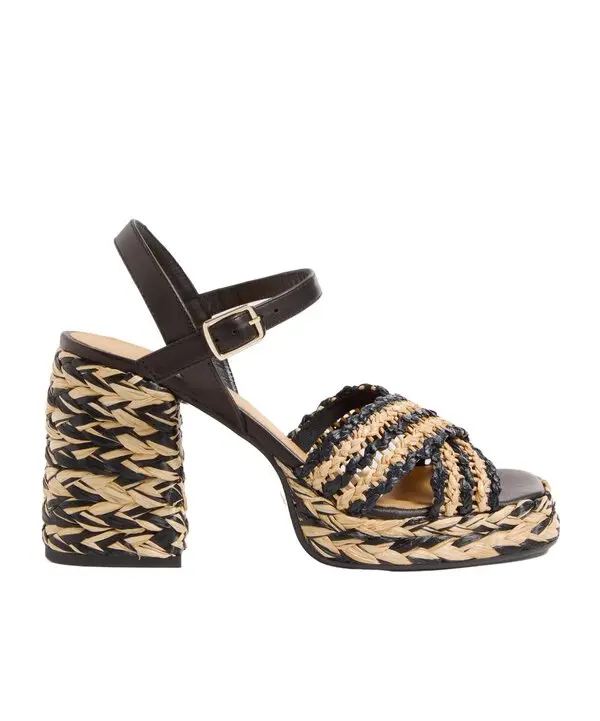 CastaÑer Vicen 95mm Raffia Platform Sandals