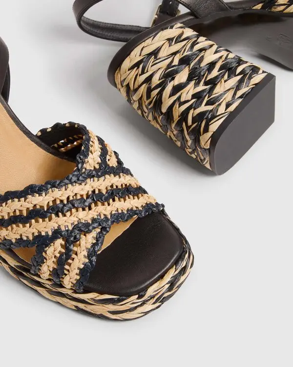 CastaÑer Vicen 95mm Raffia Platform Sandals