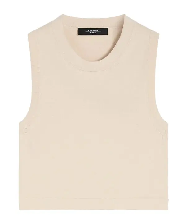 Max Mara Ribbed-knit Cropped Top - Sand