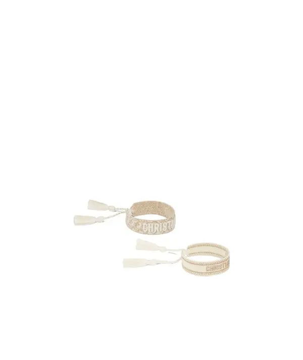 Dior Embroidered Bracelets With Tassels - Yellow