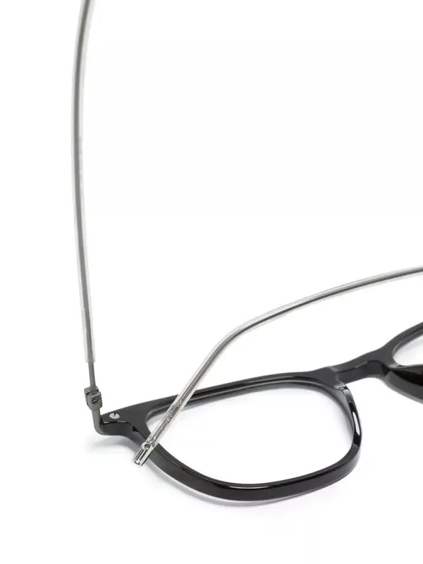 BOSS Logo Engraved Squared-frame Glasses