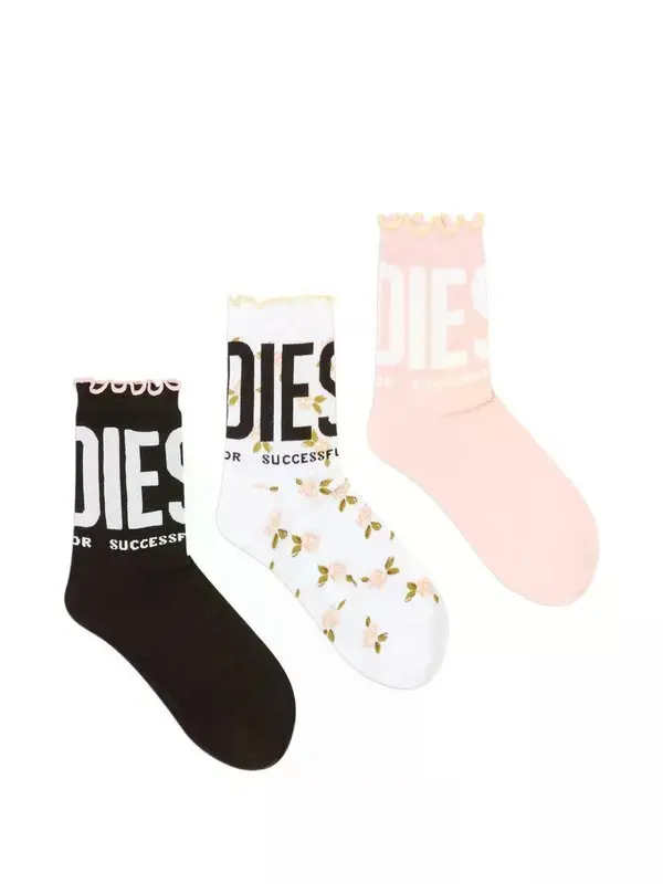 DIESEL® Logo-print Cotton Socks - White