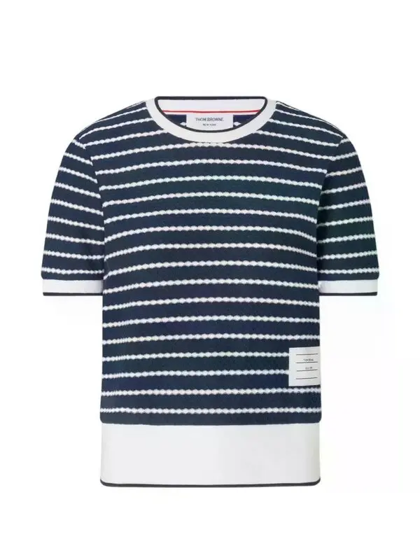 Thom Browne Honeycomb Rib Stripe T-shirt - Blue