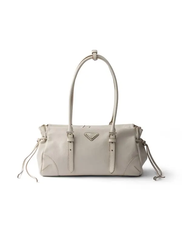 Prada Bonnie Medium Antiqued Leather Tote Bag - Neutral
