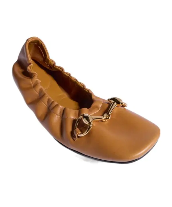 Gucci Horsebit Detailed Ballet Flats - Medium Brown