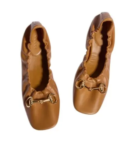 Gucci Horsebit Detailed Ballet Flats - Medium Brown