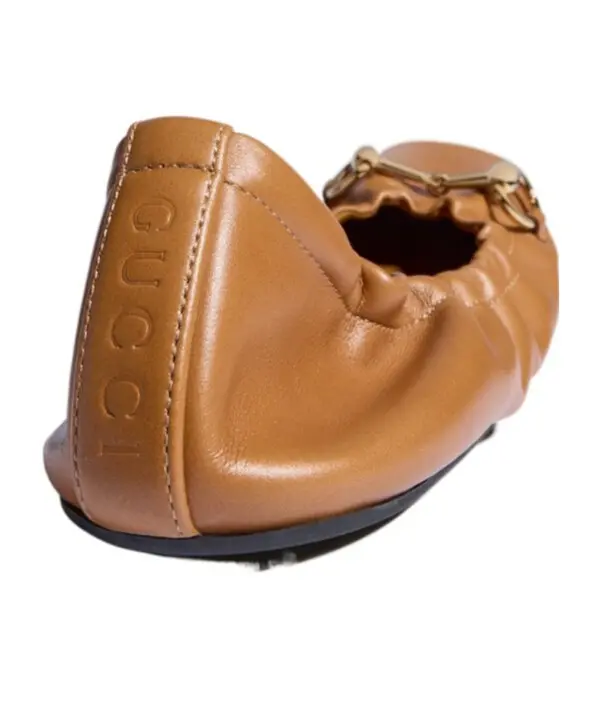 Gucci Horsebit Detailed Ballet Flats - Medium Brown