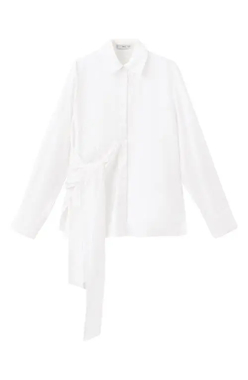 Mango Asymmetric Knot Shirt - Off White