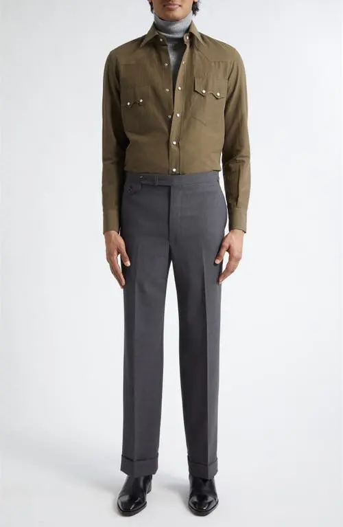 J. MUESER Cotton & Linen Snap-up Western Shirt