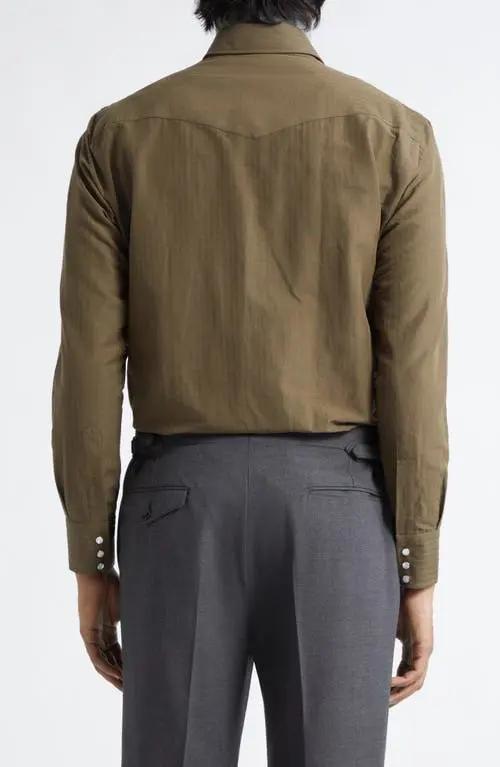 J. MUESER Cotton & Linen Snap-up Western Shirt