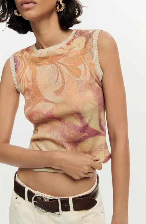 Desigual Sleeveless Printed Knit T-shirt