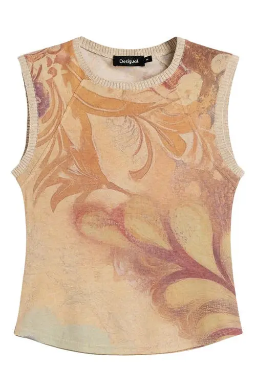 Desigual Sleeveless Printed Knit T-shirt