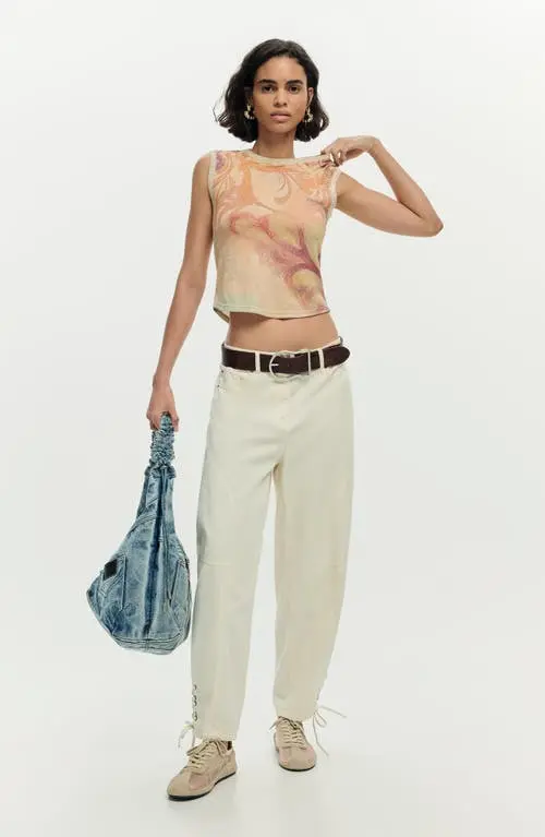 Desigual Sleeveless Printed Knit T-shirt