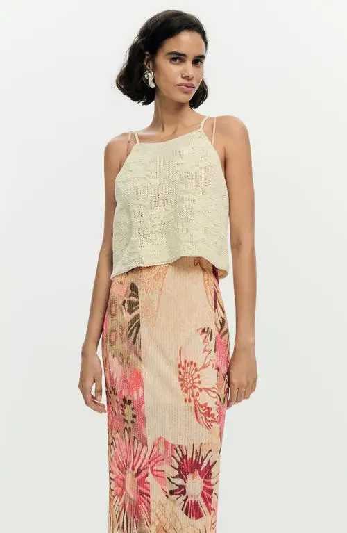 Desigual Sleeveless Midi Dress With Floral Print