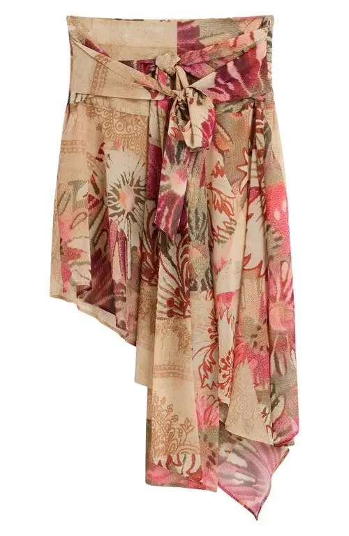 Desigual Asymmetrical Floral Print Lyocell Skirt