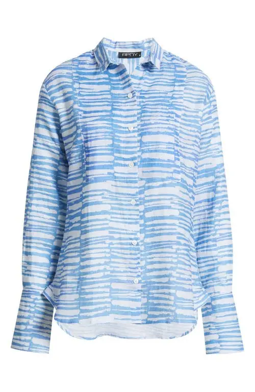 APNY Linen Button-up Shirt - Light Blue Multi