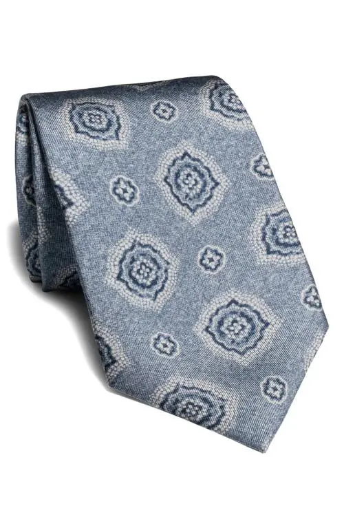 JACK VICTOR Carney Medallion Silk Tie - Faded Blue
