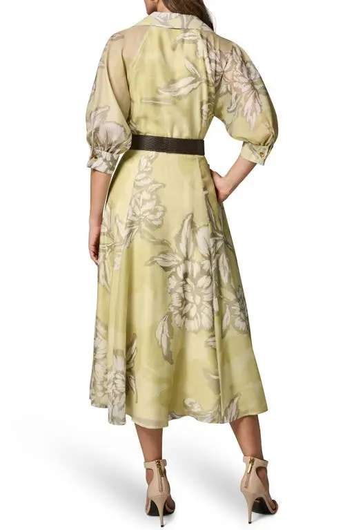 Donna Karan New York Floral Print Puff Sleeve Shirtdress