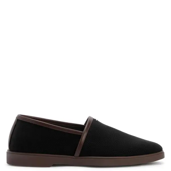 GIUSEPPE ZANOTTI Fabric Slip-ons With Leather Trim - Black