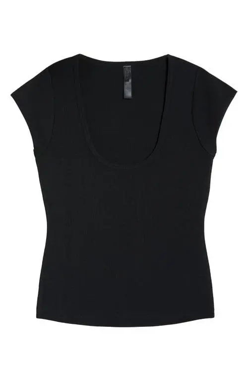 SKIMS Scoop Neck Cap Sleeve Top - Obsidian