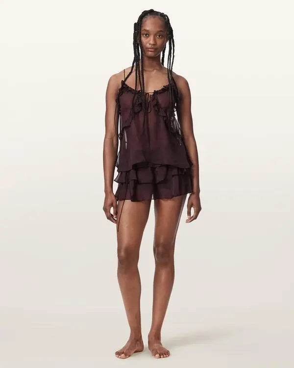 ALLSAINTS Nyx Silk Smocked Shorts