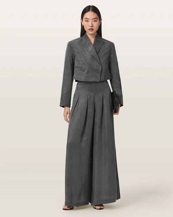 ALLSAINTS Marrlo Wide Leg Pleated Pants - Blue