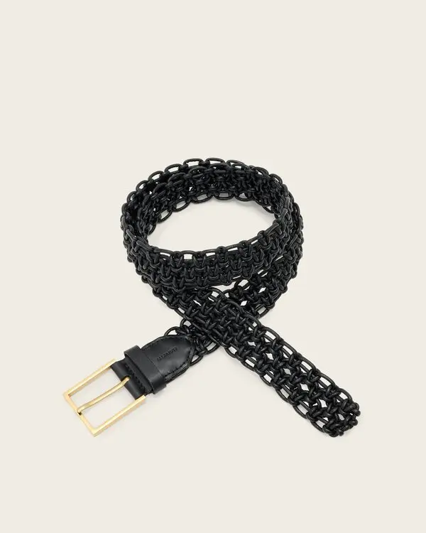 ALLSAINTS Ila Leather Woven Belt - Black